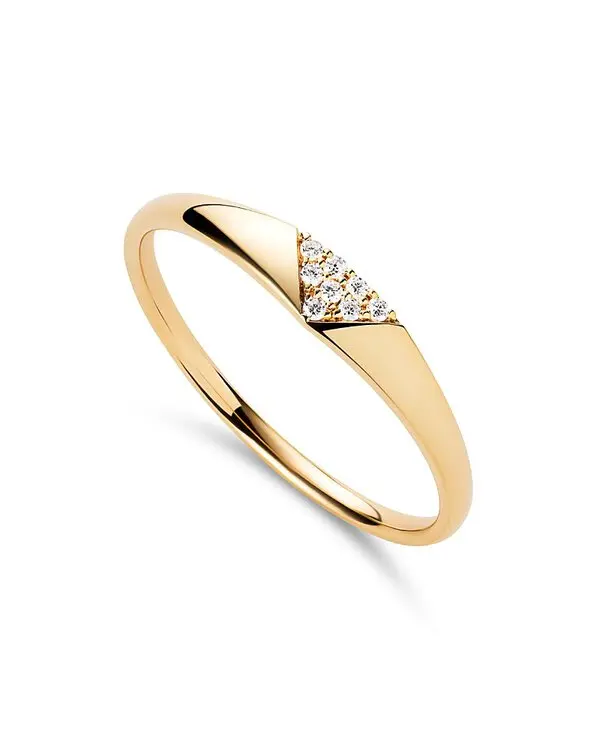 ANA LUISA Solid Yellow Gold Lab-grown Diamond Trillion Signet Ring - Gold/diamond