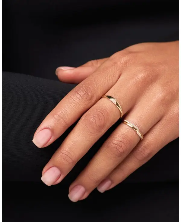 ANA LUISA Solid Yellow Gold Lab-grown Diamond Trillion Signet Ring - Gold/diamond