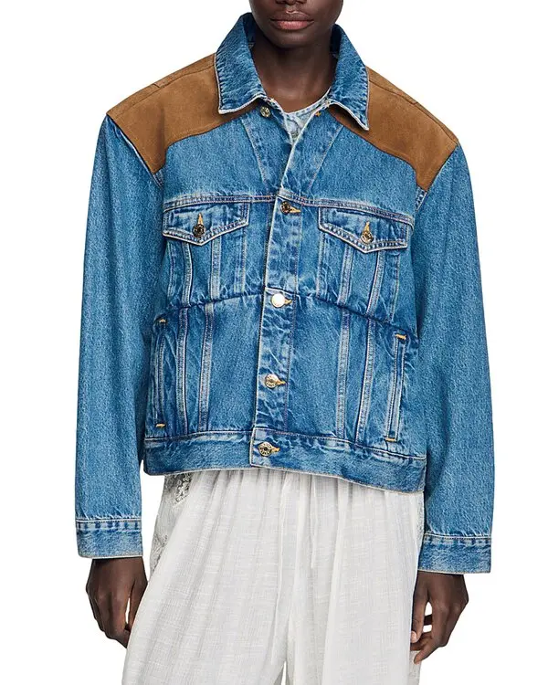 Sandro Denim & Suede Jacket