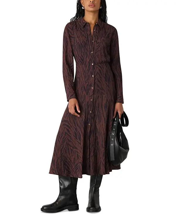 Whistles Zebra Print Collared Shirt Dress