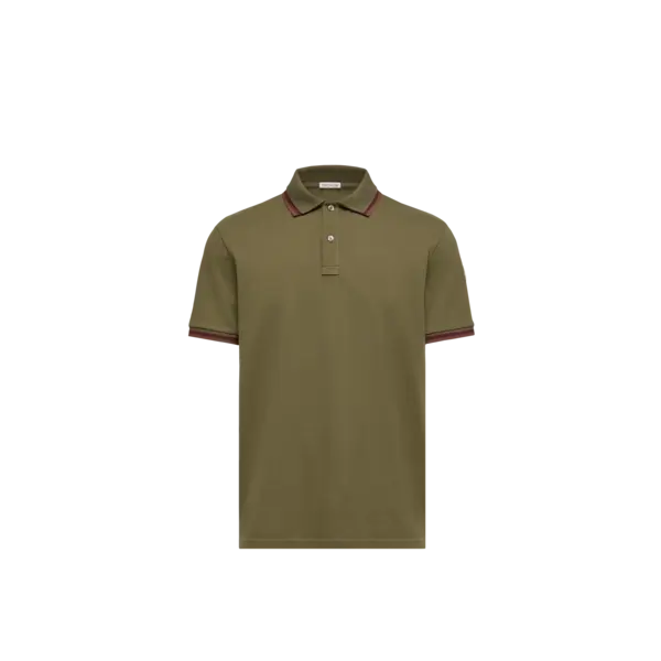 Moncler Double Collar Cotton Piquet Polo Shirt - Green