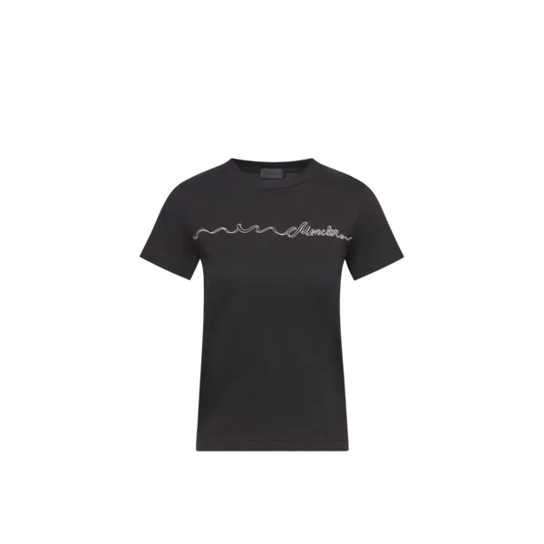 Moncler Ribbon Logo Cotton T-shirt - Black