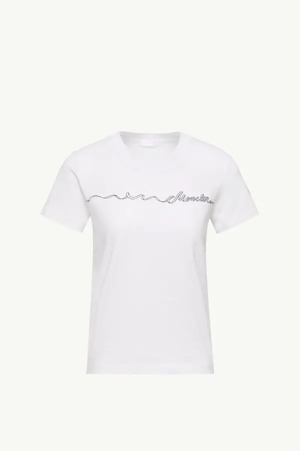 Moncler Ribbon Logo Cotton T-shirt - White