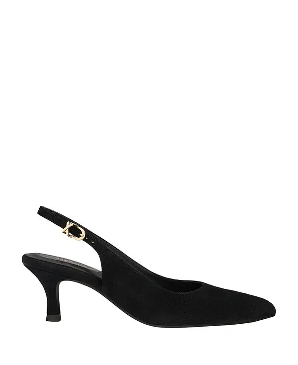 MARGAUX Lonnberg Colette Slingback Pumps - Black Suede