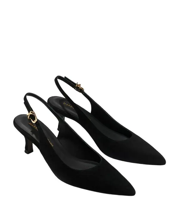 MARGAUX Lonnberg Colette Slingback Pumps - Black Suede