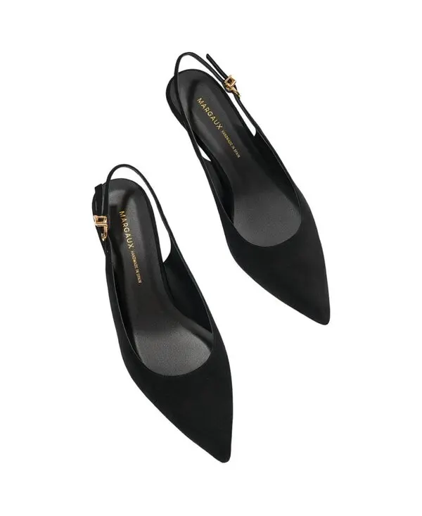 MARGAUX Lonnberg Colette Slingback Pumps - Black Suede