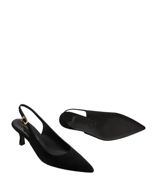 MARGAUX Lonnberg Colette Slingback Pumps - Black Suede