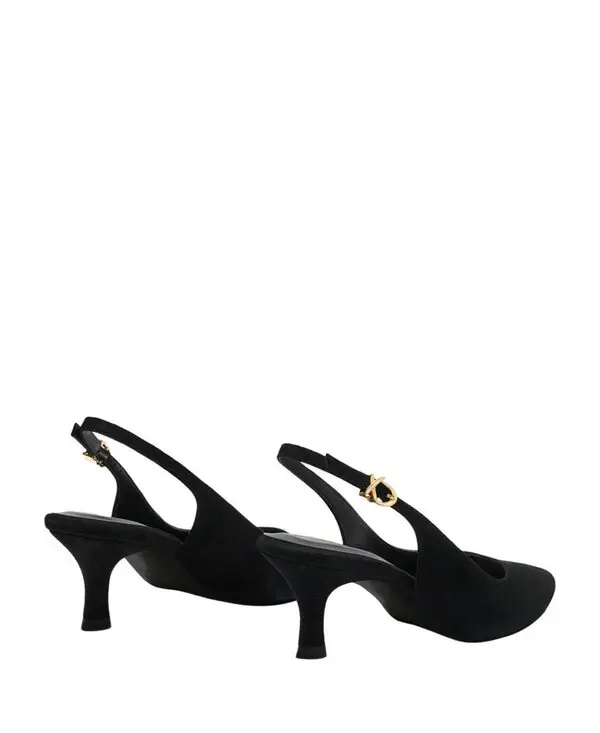 MARGAUX Lonnberg Colette Slingback Pumps - Black Suede