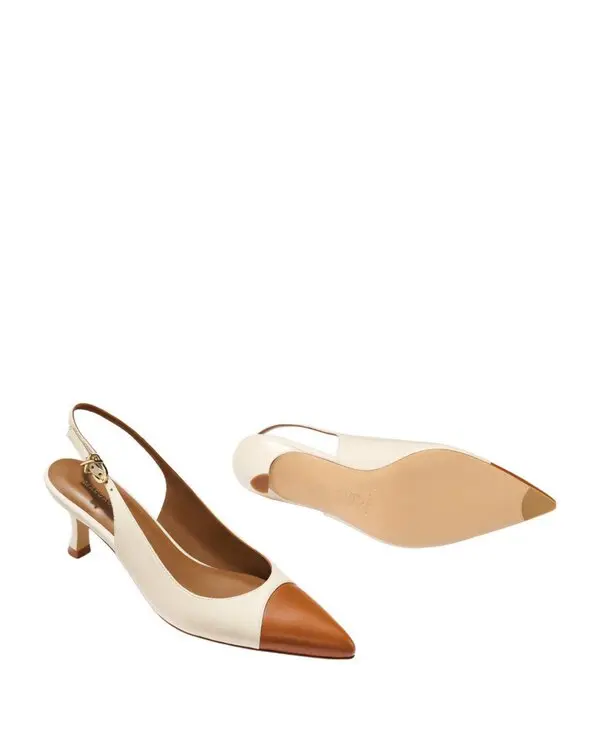 MARGAUX LONNBERG The Colette Slingback Pumps - Cotton And Saddle Nappa