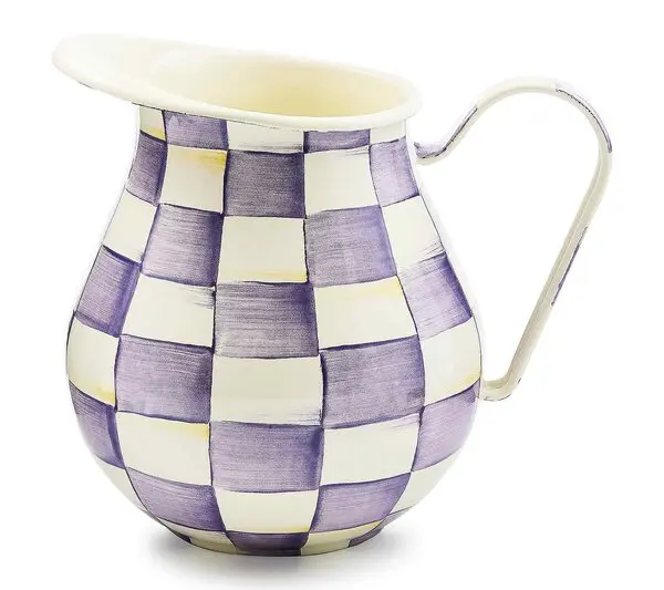 MACKENZIE-CHILDS Violet Check Enamel Pitcher