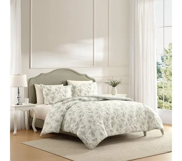Laura Ashley Walled Garden Green Cotton Queen C Omforter Set - One-color