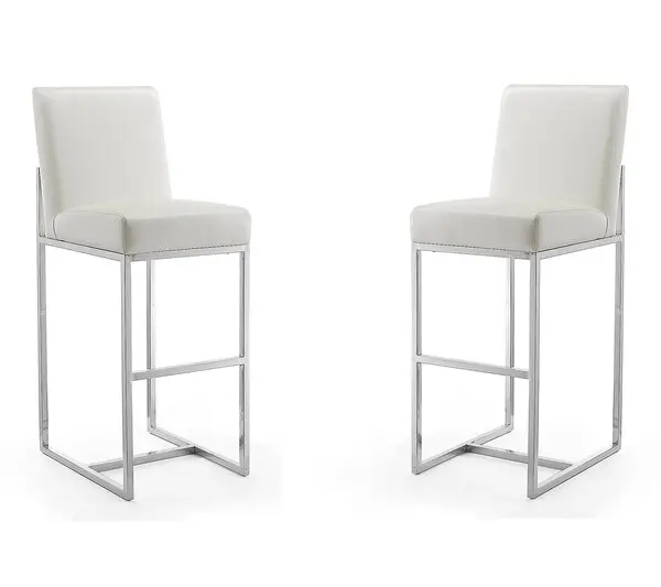 MANHATTAN COMFORT Element Metal Upholstered Bar Stool- Set Of 2 - One-color