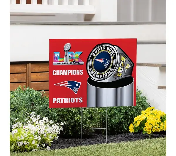 EVERGREEN New England Patriots Superbowl 60 Ring Yard Sign - One-color