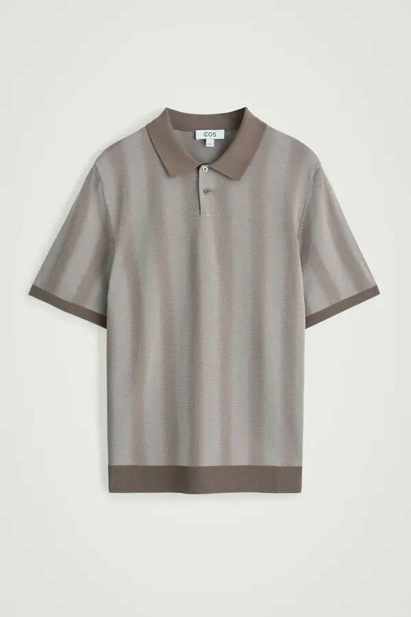 Cos Diffused-stripe Knit Polo Shirt