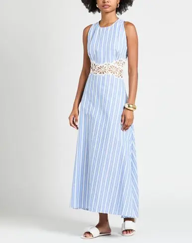 Sandro Striped Cotton-linen Maxi Dress With Open Back