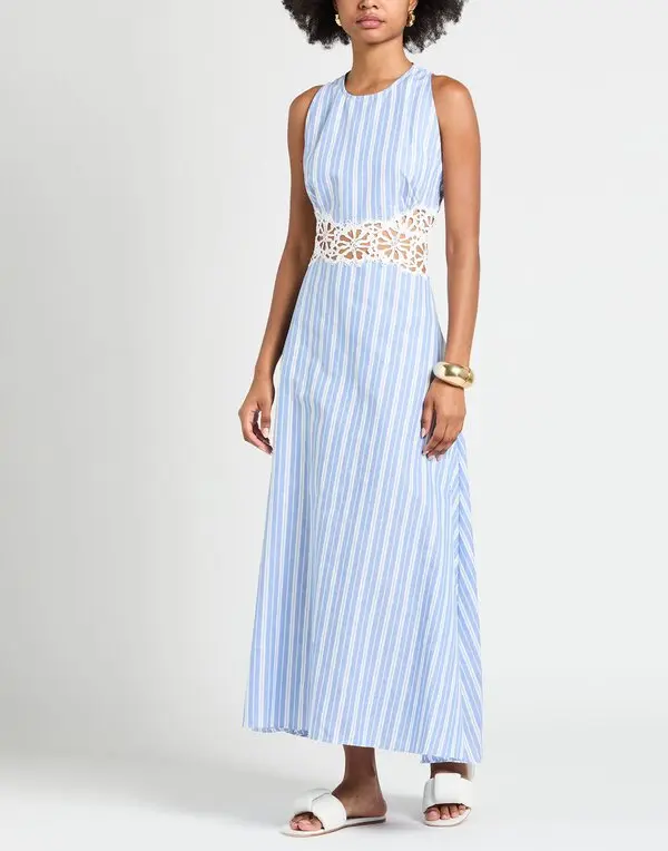 Sandro Striped Cotton-linen Maxi Dress With Open Back