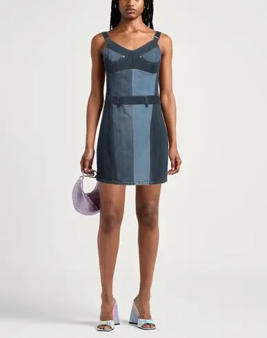 MARINE SERRE Mini Denim Patchwork Dress