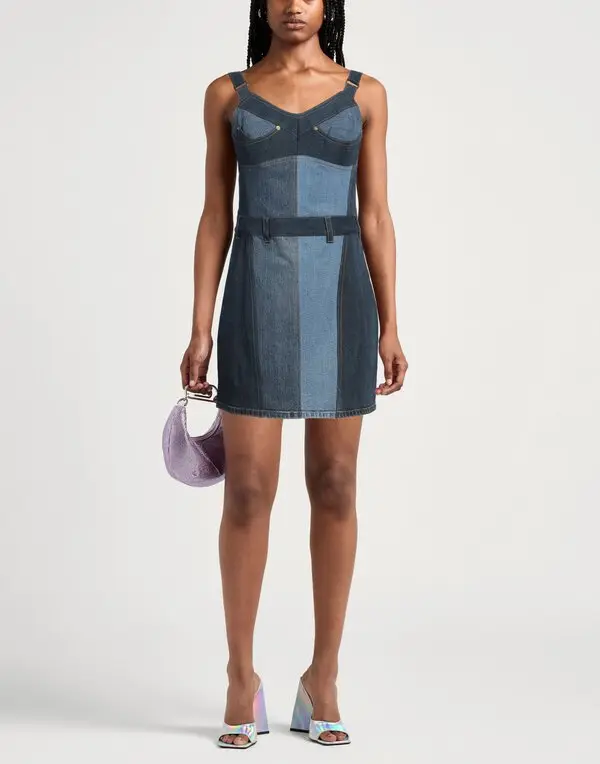 MARINE SERRE Mini Denim Patchwork Dress
