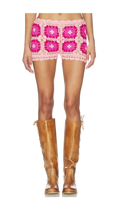MORE TO COME Athena Crochet Short - Pink Multi
