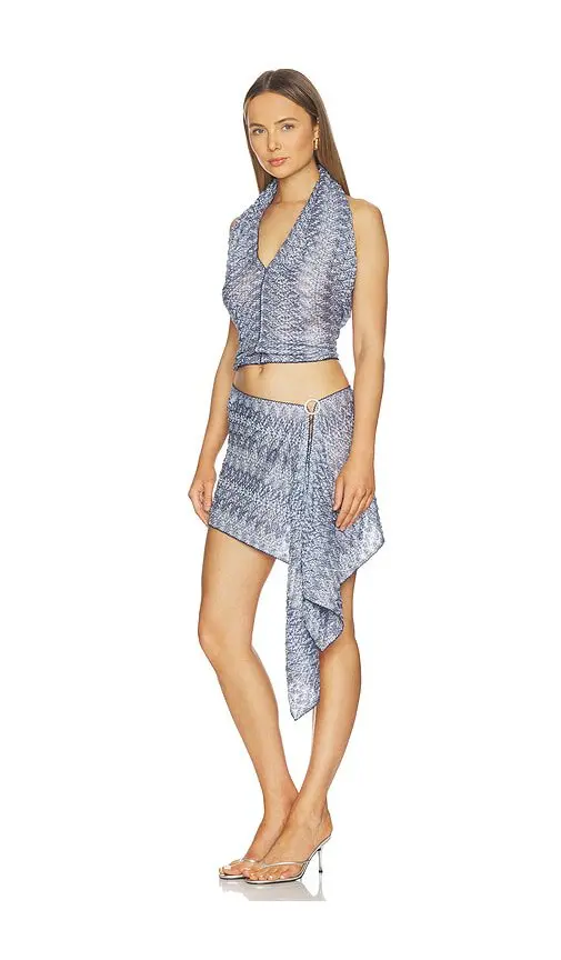 Hanne Bloch Knit Scarf Top And Skirt Set