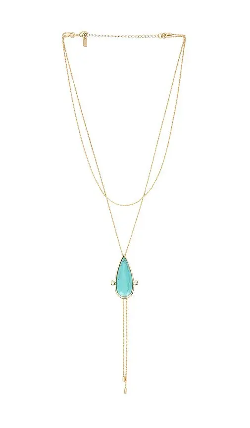 PETIT MOMENTS Paloma Bolo Necklace - Gold & Turquoise