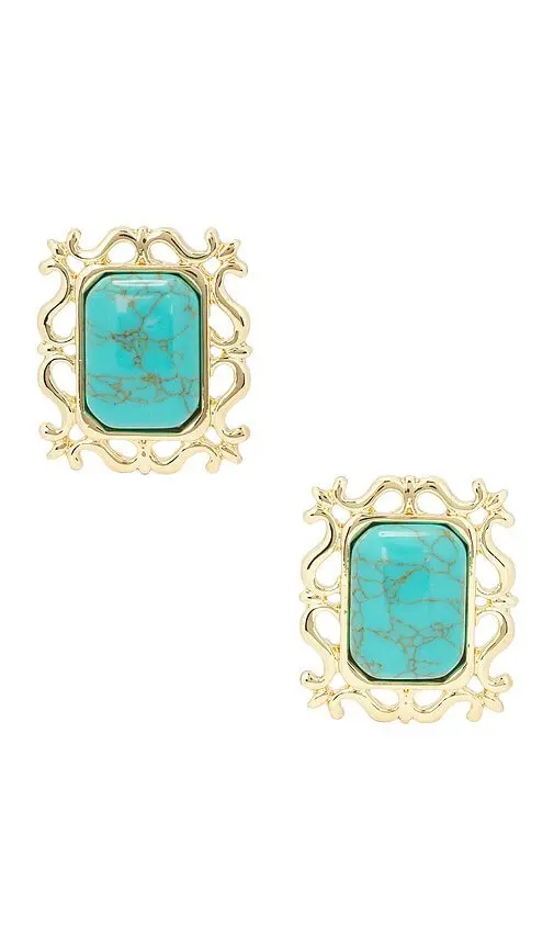 PETIT MOMENTS Viva Stud Earrings - Gold & Turquoise