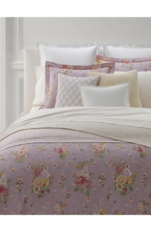 Ralph Lauren Selina Floral & Stripe Reversible Sateen Duvet Cover & Sham Set - Lavendar Multi