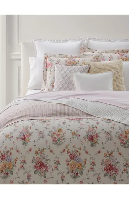 Ralph Lauren Selina Floral & Stripe Reversible Sateen Duvet Cover & Sham Set - True Cream Multi