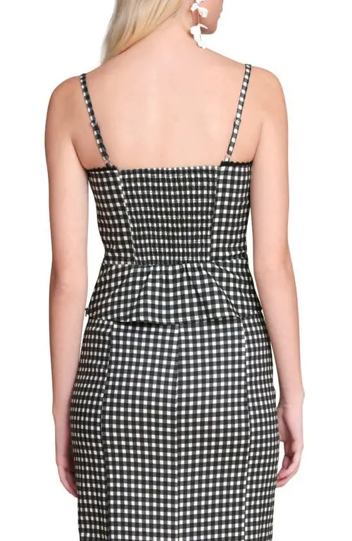 Avec Les Filles Peplum Cami - Black/cream Gingham