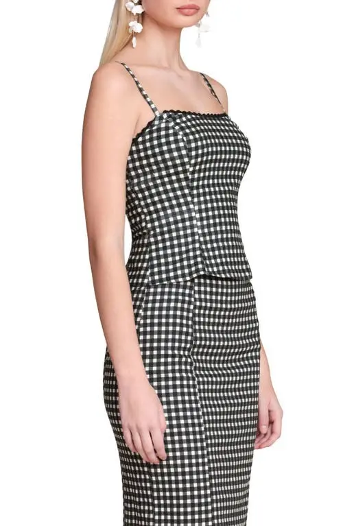 Avec Les Filles Peplum Cami - Black/cream Gingham