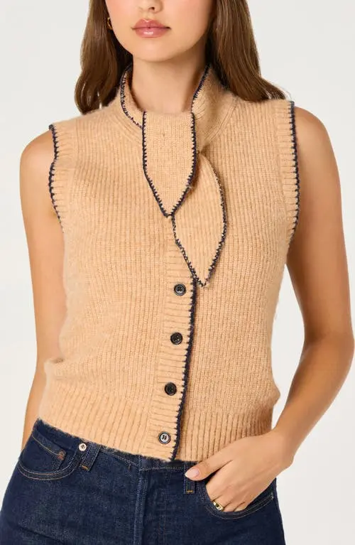 Astr The Label Auberthe Tie Neck Sweater Vest