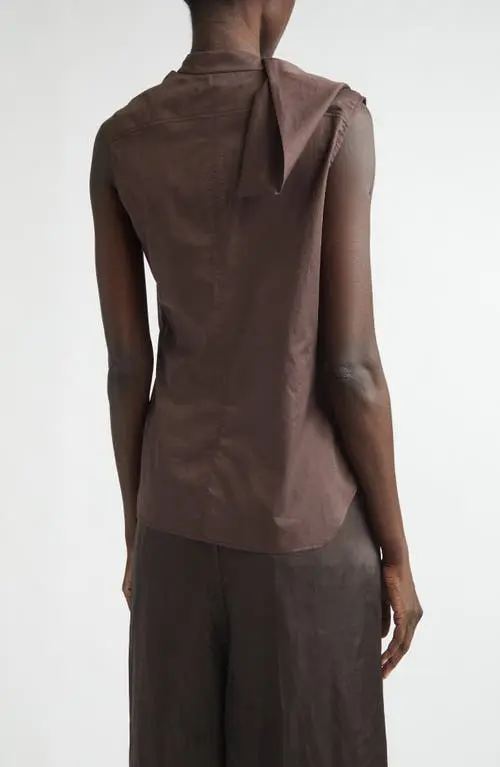 Rick Owens Sleeveless Semisheer Chambray Button-up Shirt - Macassar