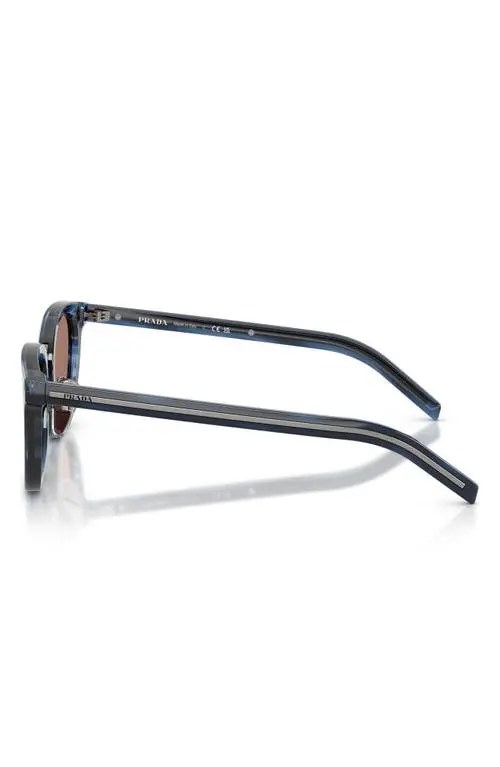 Prada 52mm Cat Eye Sunglasses - Blue Havana/brown