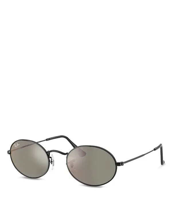Ray-ban Oval Sunglasses, 51mm - Black/grey Mirrored Bronze