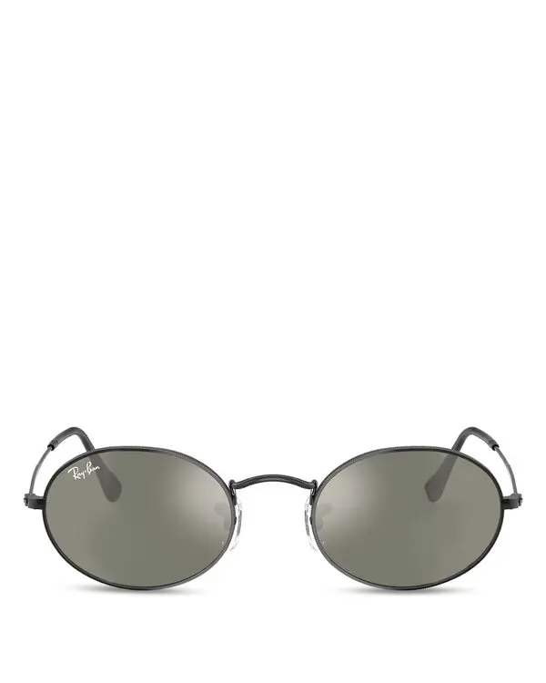 Ray-ban Oval Sunglasses, 51mm - Black/grey Mirrored Bronze