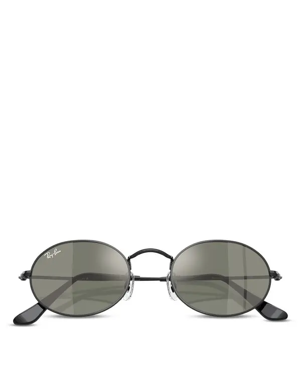 Ray-ban Oval Sunglasses, 51mm - Black/grey Mirrored Bronze