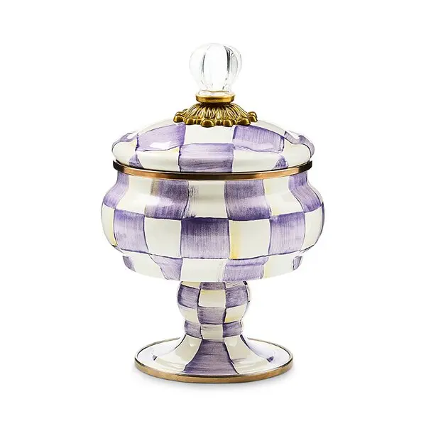 MACKENZIE-CHILDS Curiosity Pot - Violet Check