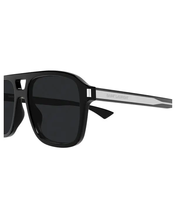 Saint Laurent Pilot Sunglasses, 55mm - Black