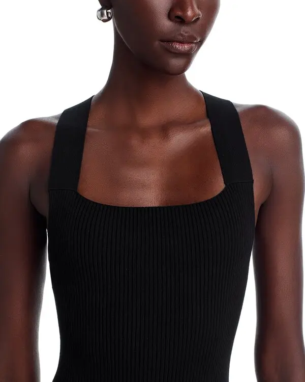 PATOU Long Mixed Media Faille Knit Dress - Black