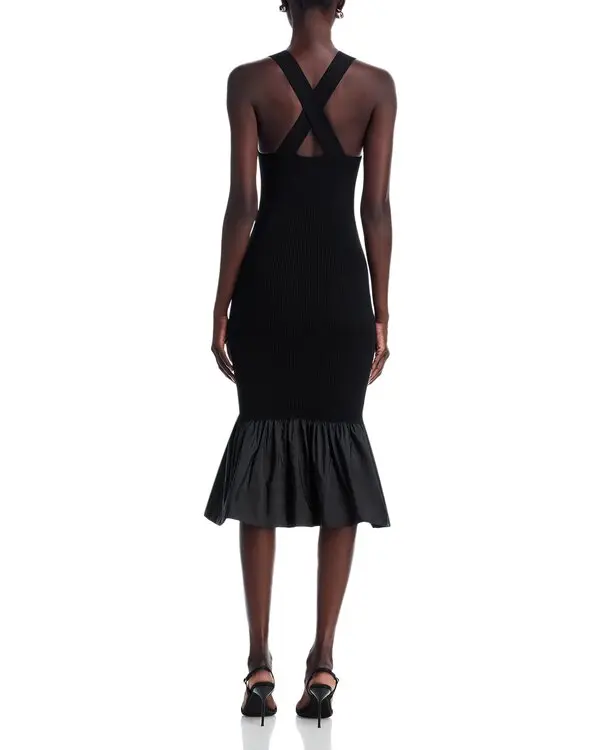 PATOU Long Mixed Media Faille Knit Dress - Black