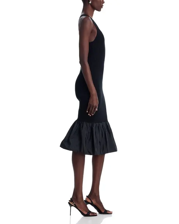PATOU Long Mixed Media Faille Knit Dress - Black