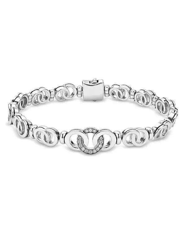 Lagos Sterling Diamond Circle Link Bracelet - Silver