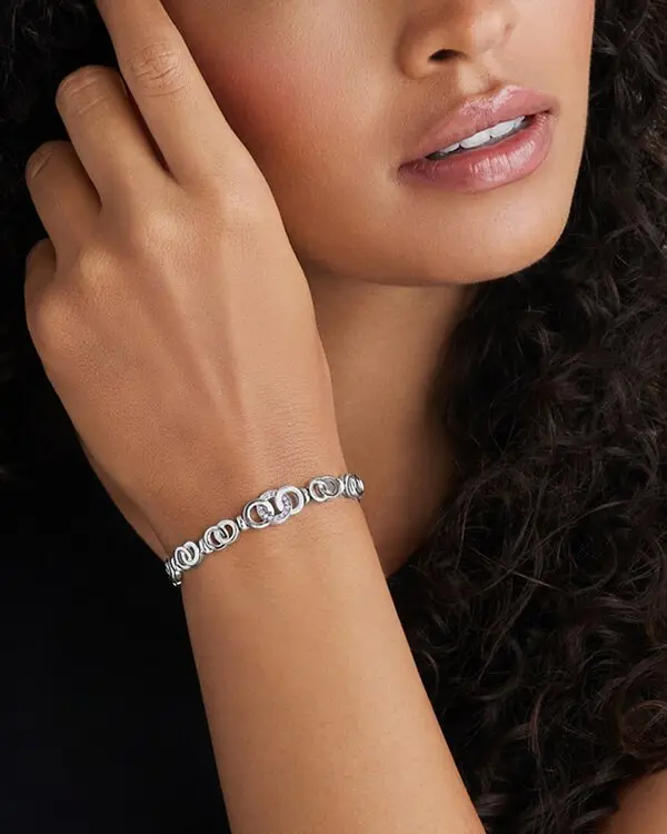 Lagos Sterling Diamond Circle Link Bracelet