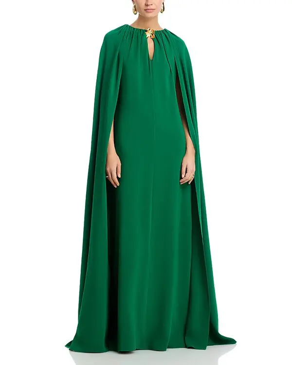 Oscar De La Renta Draped Sleeved Caftan With Brooch