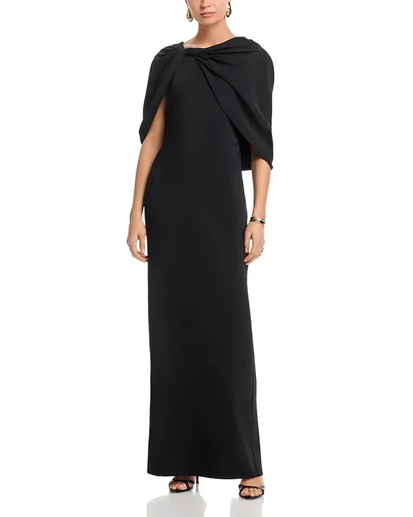 Oscar De La Renta Draped Sleeve Column Gown