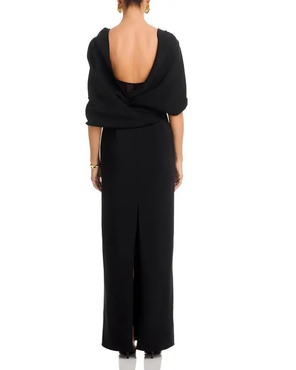 Oscar De La Renta Draped Sleeve Column Gown