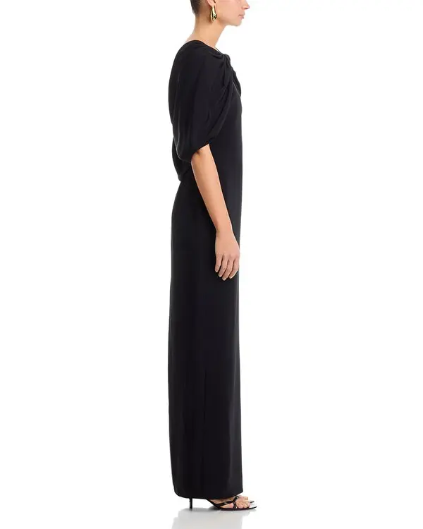 Oscar De La Renta Draped Sleeve Column Gown