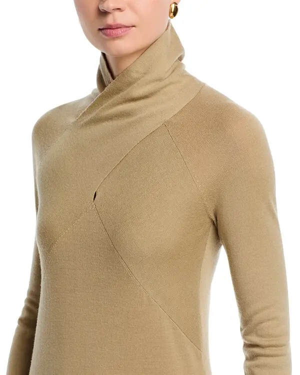 TOTEME Crossover Merino Knit Pullover Sweater - Open Brown