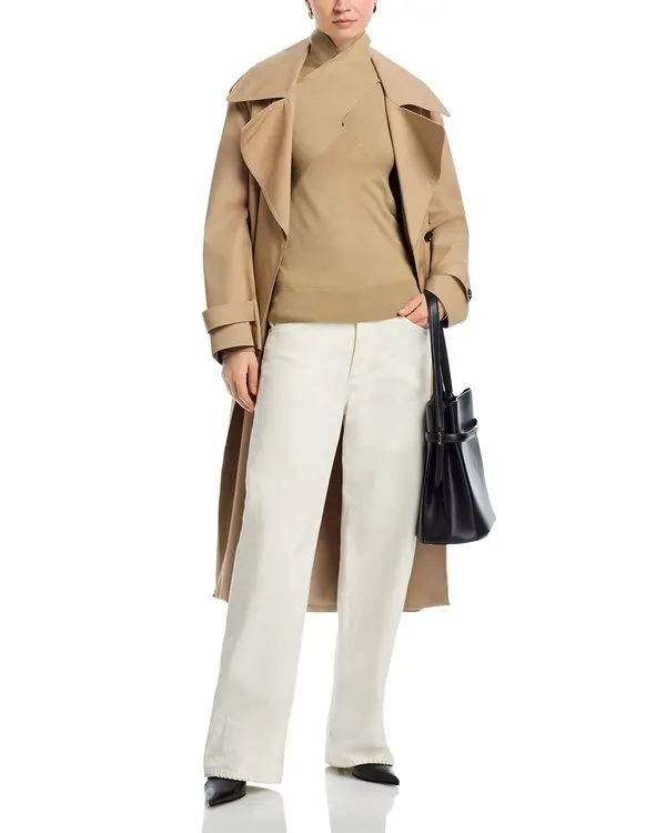 TOTEME Crossover Merino Knit Sweater - Open Brown