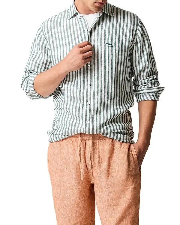 Rodd & Gunn Seadown Linen Striped Shirt - Forest